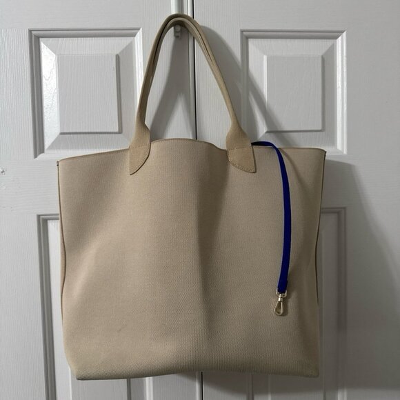 Rothy's | Bags | Rothys Lightweight Tote Taupe With Royal Blue Strap ...